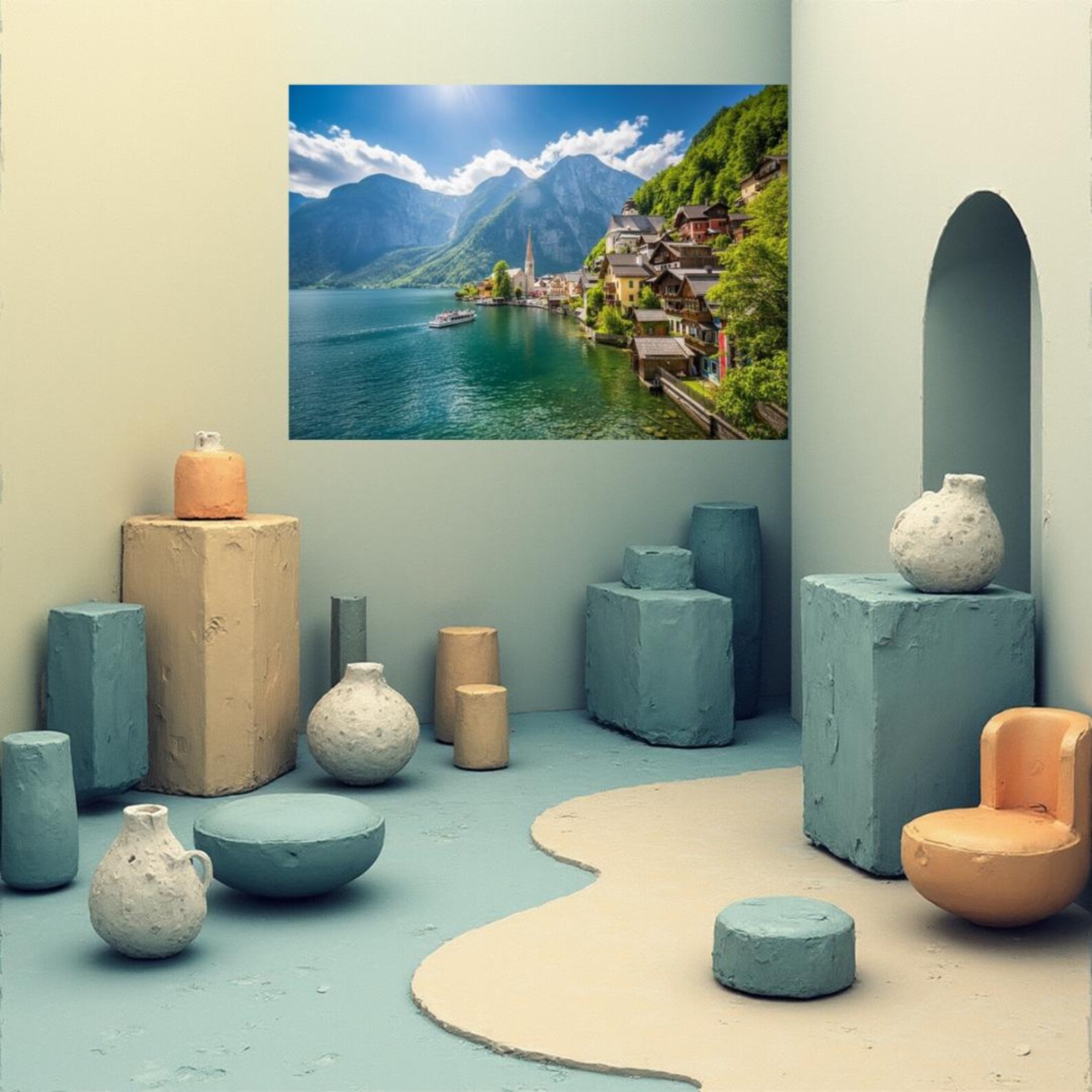 Hallstatt Austria Wall Art Printable, Alpine Lake Village Landscape ...