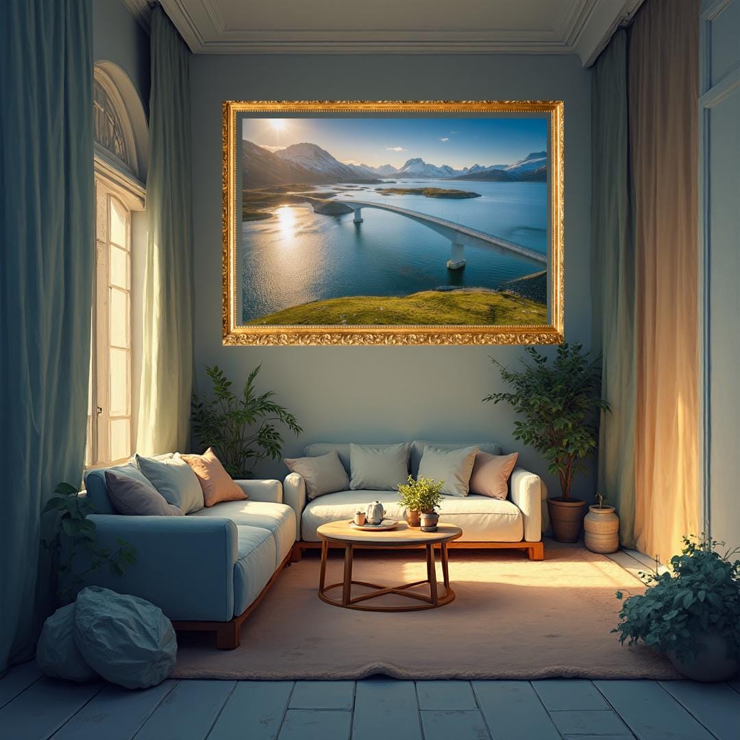 Mountain Bridge Landscape | Serene Nature Wall Art | Digital Download ...