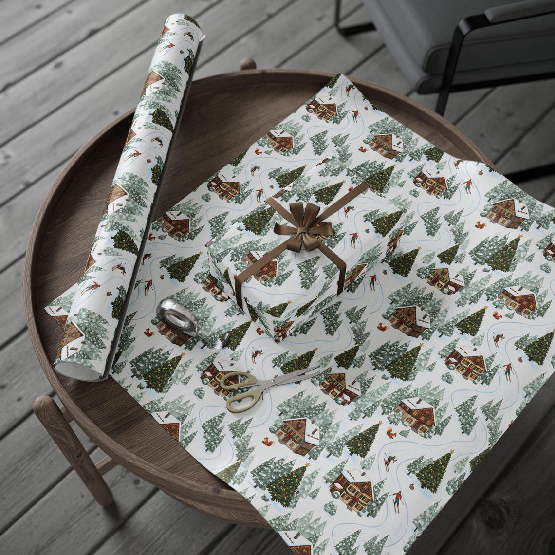 Holiday Ski Run Wrapping Paper | Winter Scene Gift Wrap - Etsy