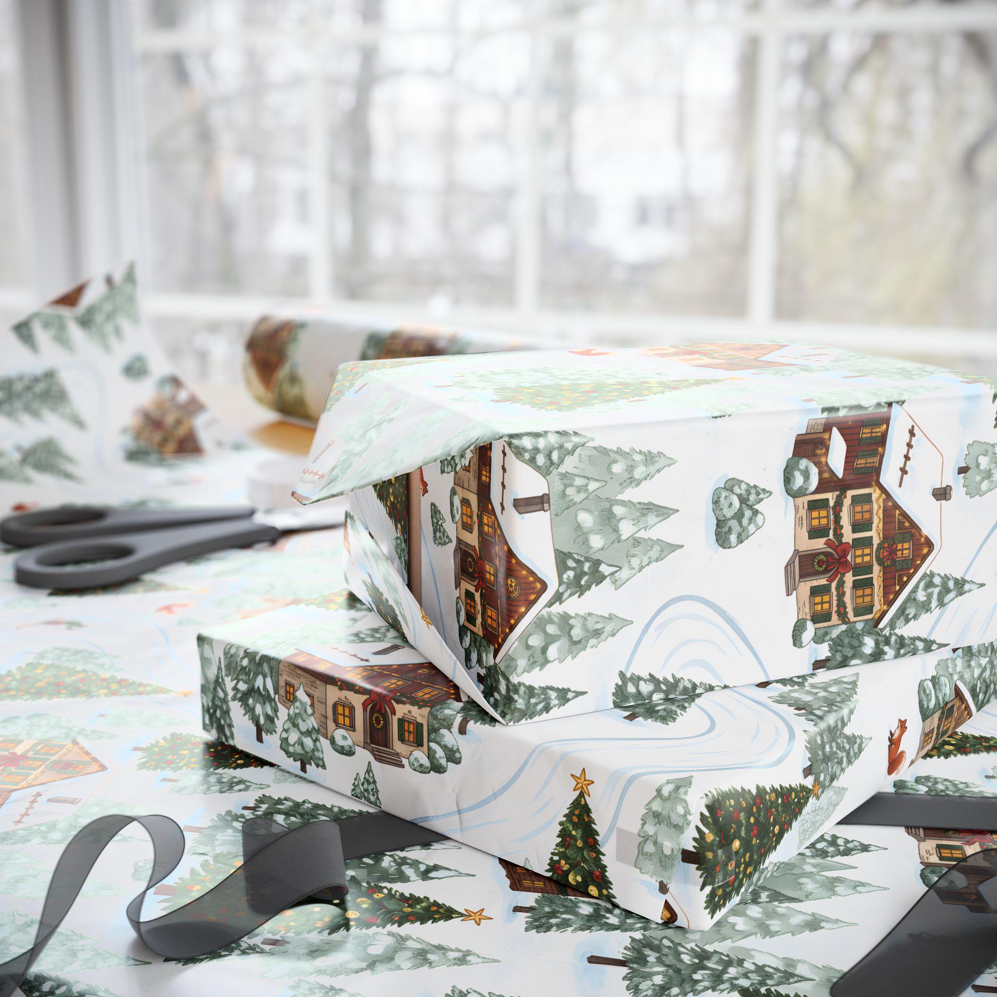 Holiday Ski Run Wrapping Paper | Winter Scene Gift Wrap - Etsy