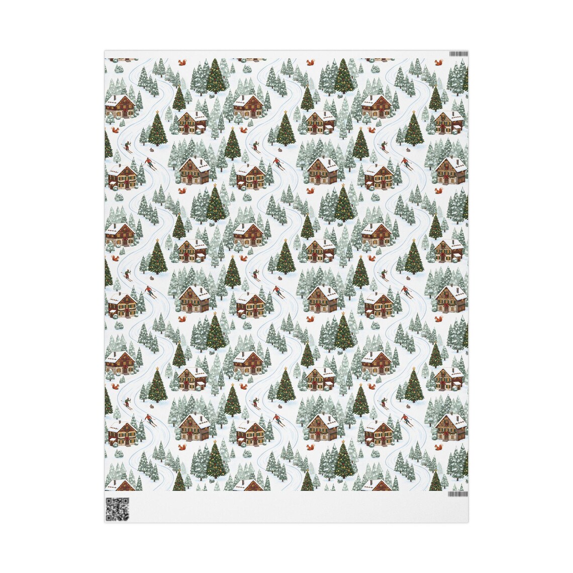 Holiday Ski Run Wrapping Paper | Winter Scene Gift Wrap - Etsy