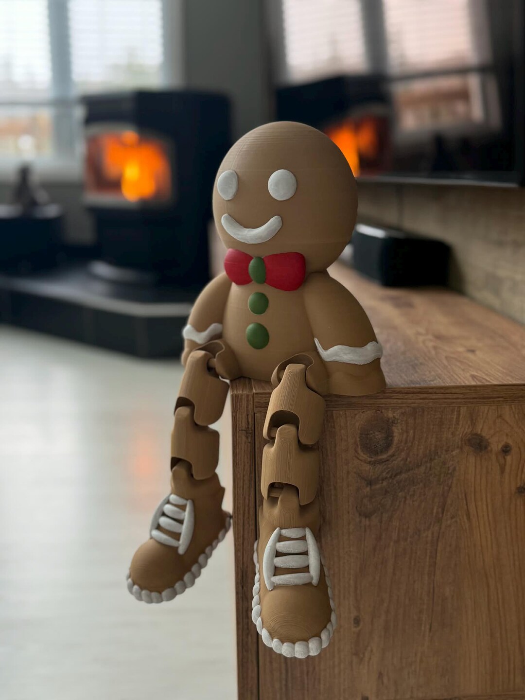 Large 3D Printed Gingerbread Man | 35cm Shelf Sitter | Articulated Legs ...
