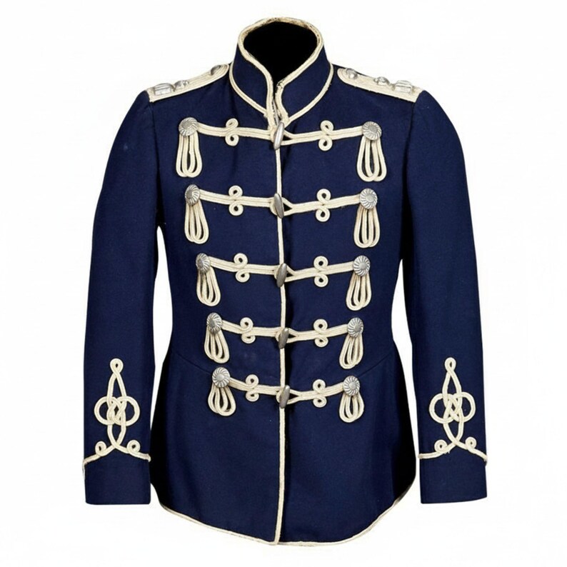 Vintage Military Hussar Jacket Navy Blue | Handmade Braided Uniform ...