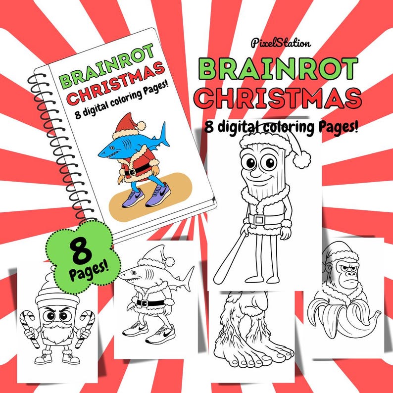 Christmas Brainrot Coloring Pages - Etsy