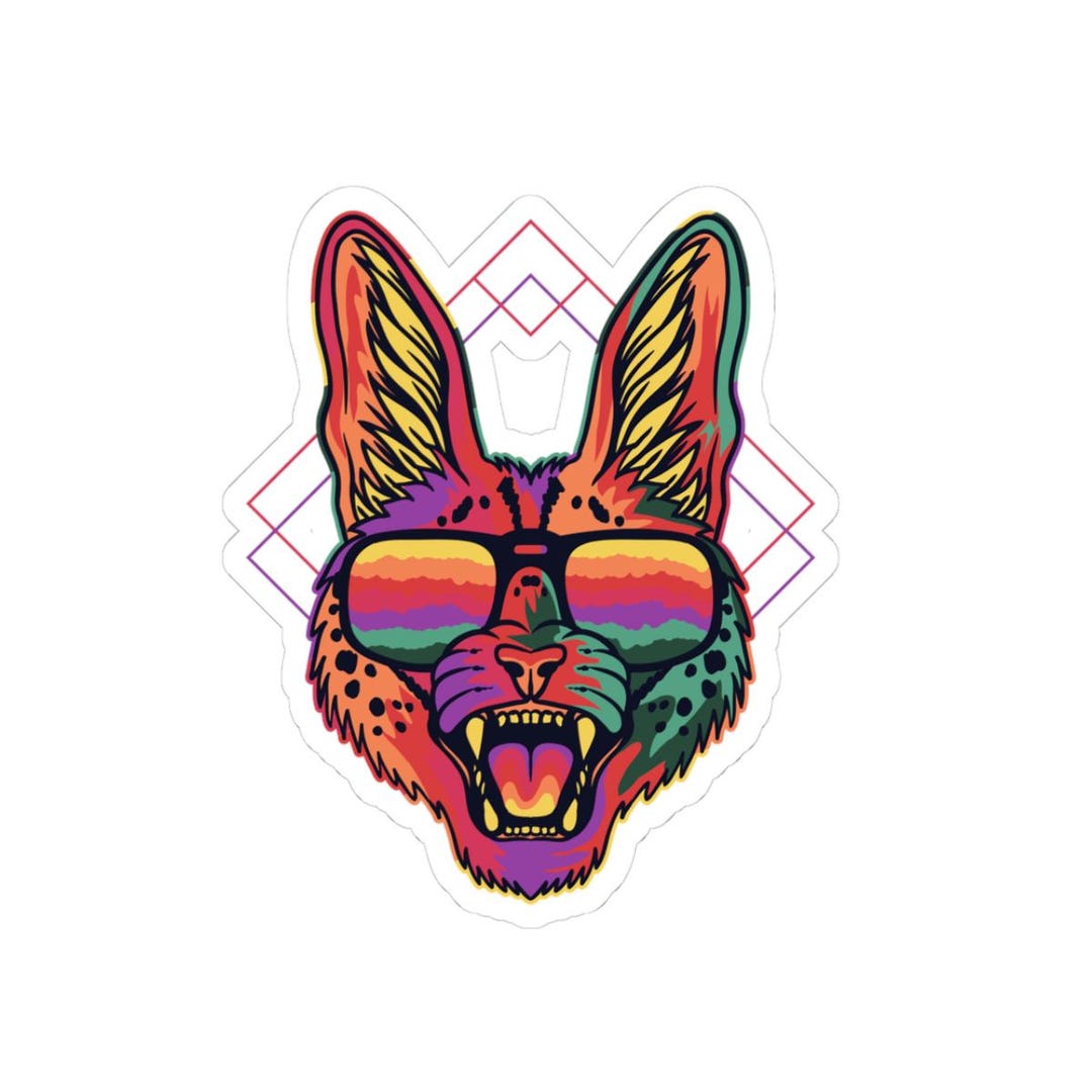 Rainbow Fennec Fox With Sunglasses Sticker | Kiss-cut Sticker - Etsy