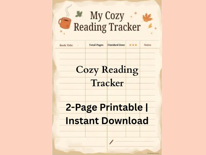 2-page Cozy Tracker Printable | Book Journal Pages | Reading Log ...