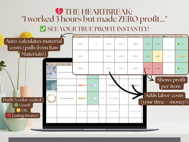 Jewelry Business Planner Google Sheets | Inventory, Pricing & Profit ...