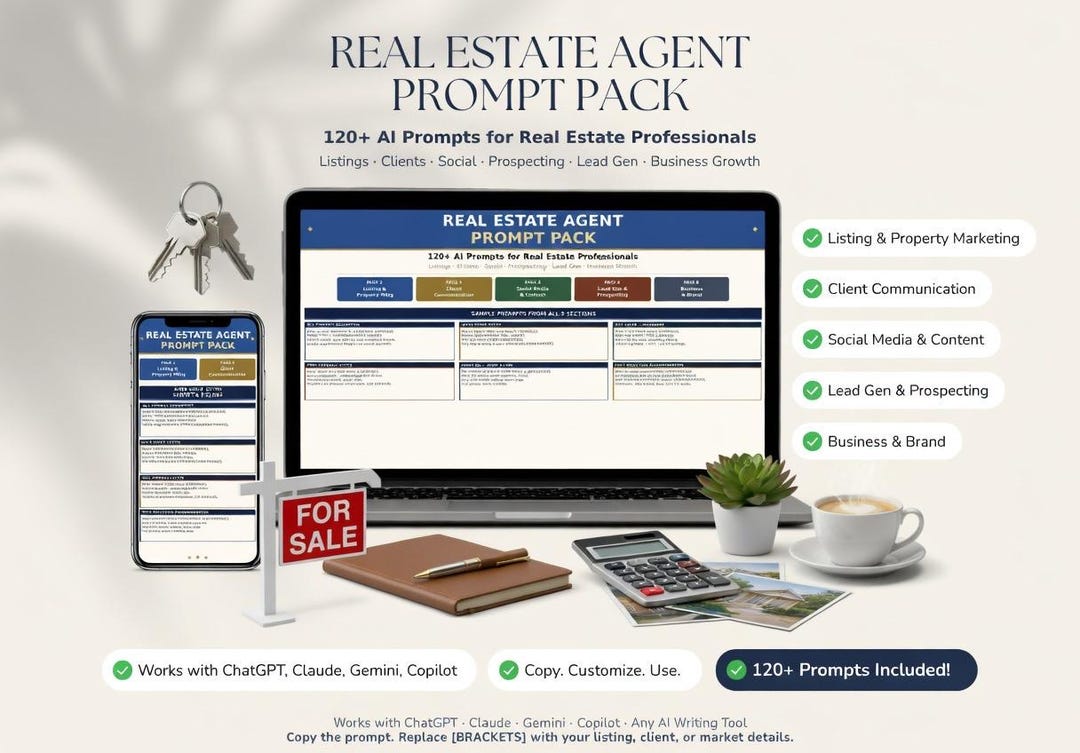Real Estate Agent AI Prompt Pack for Realtors | Marketing, Listings ...