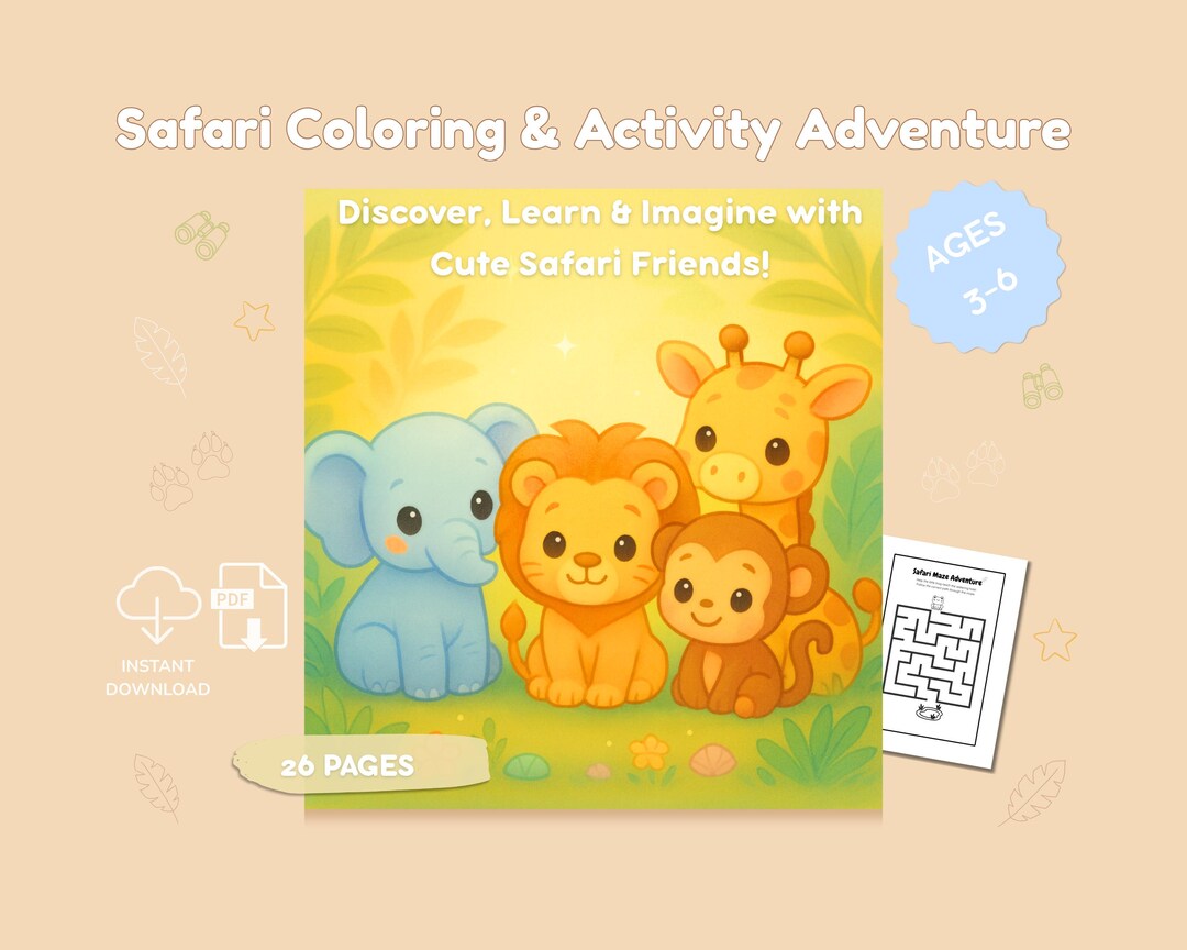 Safari Coloring & Activity Book for Kids | Preschool Worksheets Ages 3 ...