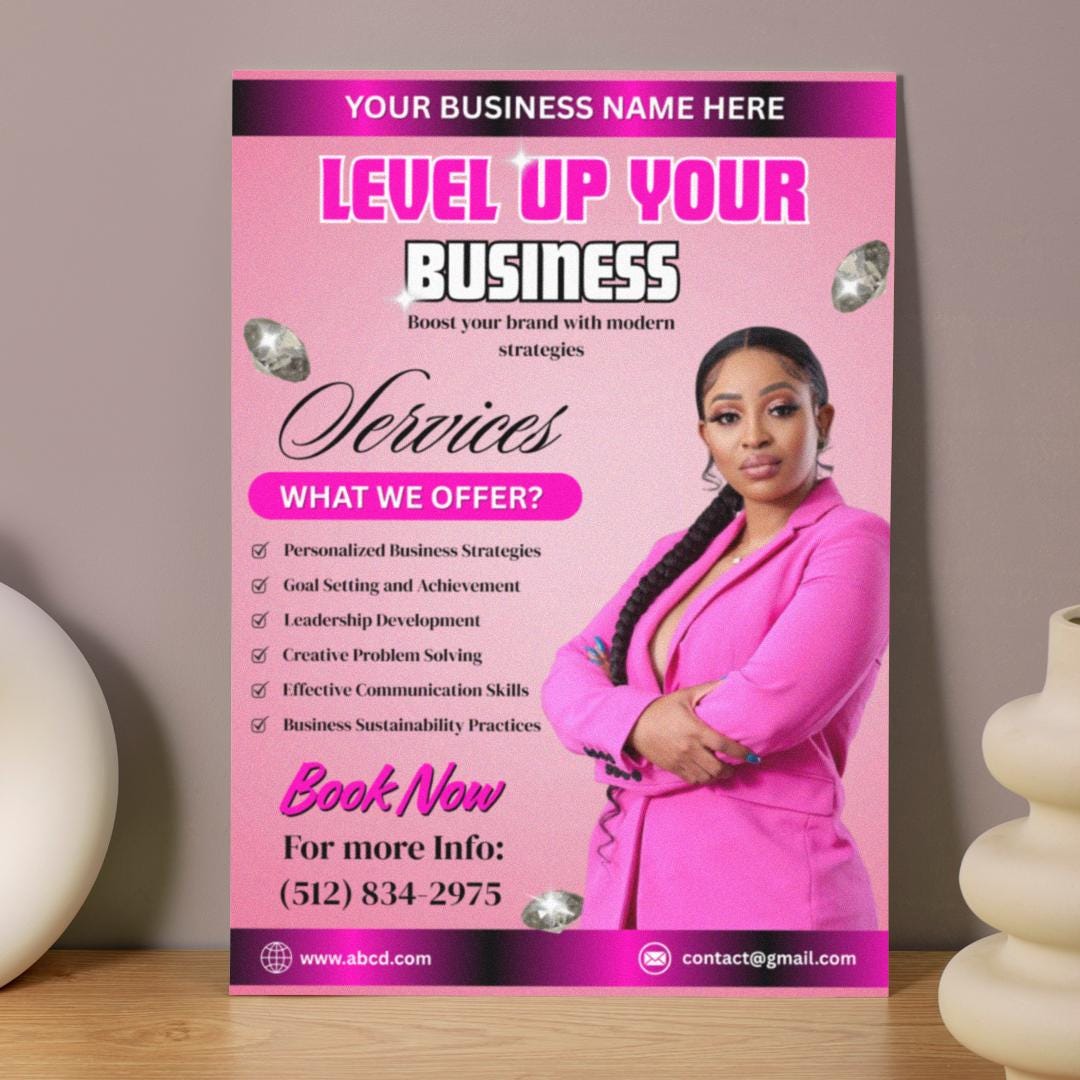 Editable Business Coach Flyer Template, Pink Theme (canva) - Etsy