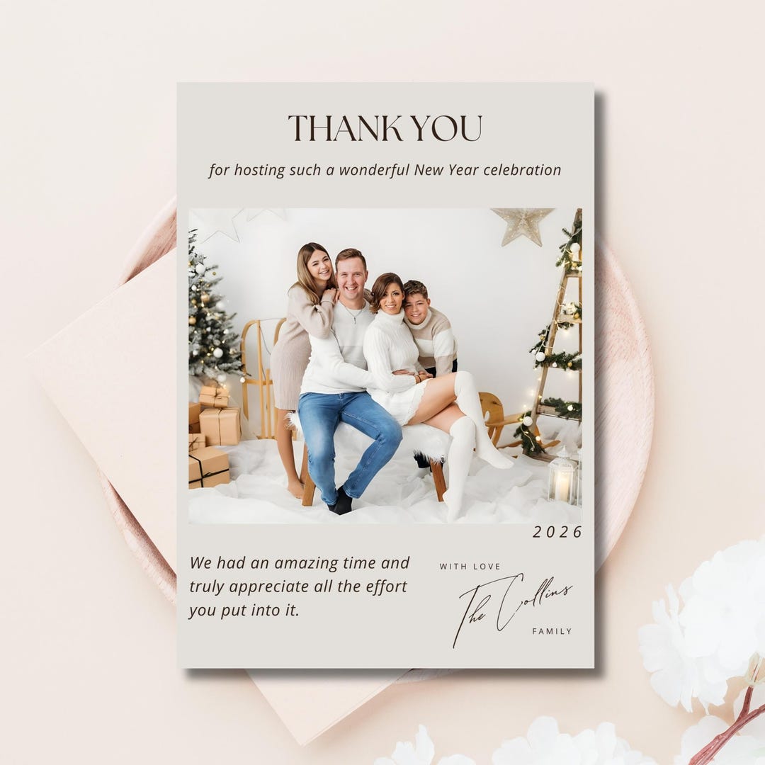 Personalised Photo Thank You Card for Host Family Template, Custom New ...