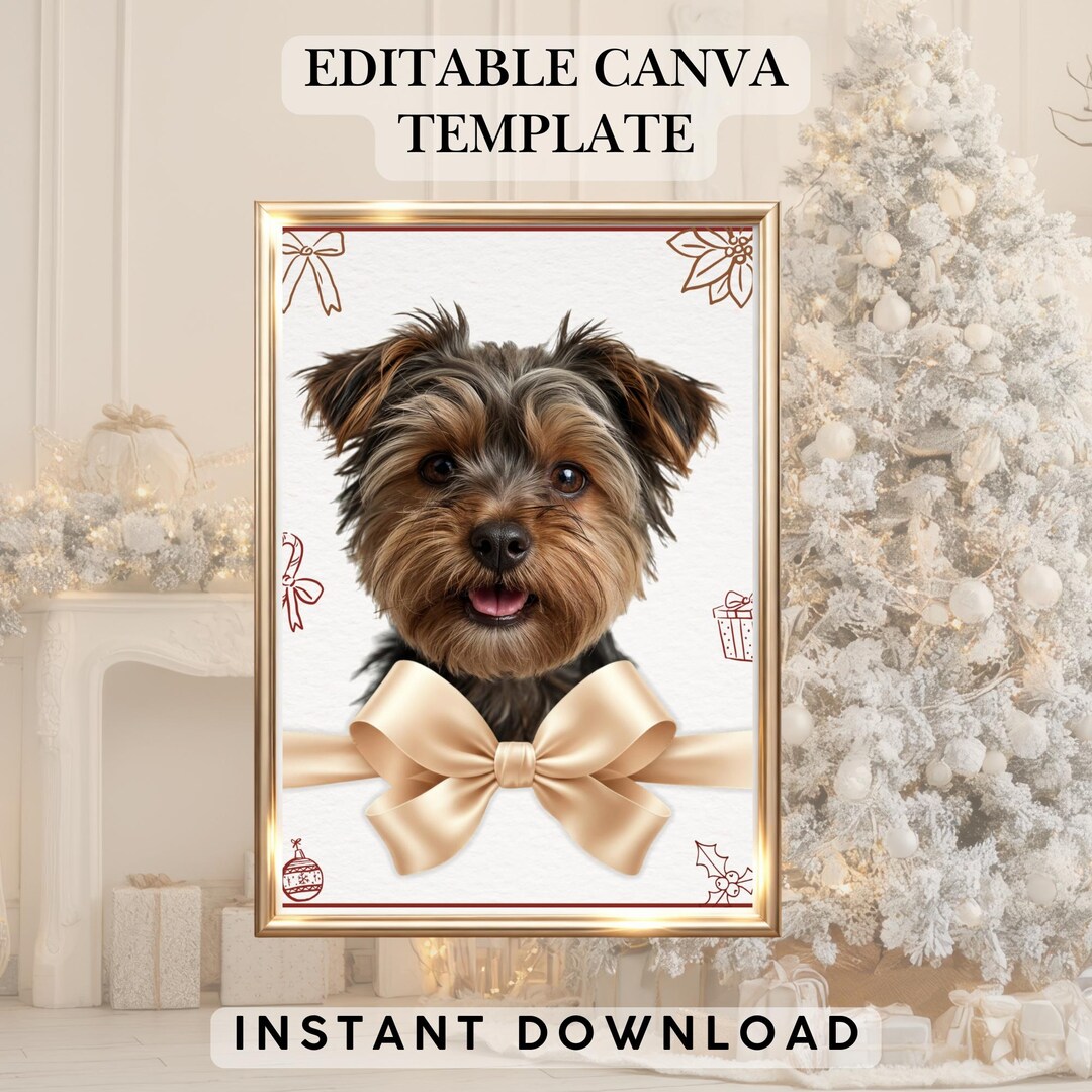 Yorkshire Terrier A4 Wall Art Printable, Custom Dog Photo Template ...