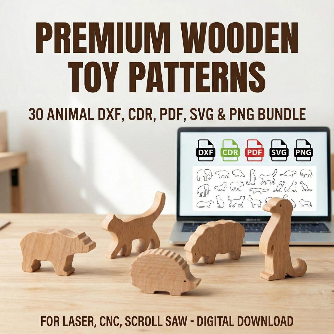 30 Animal Figurines Silhouette Cutout DXF | CNC, Laser Cut & Scroll Saw ...