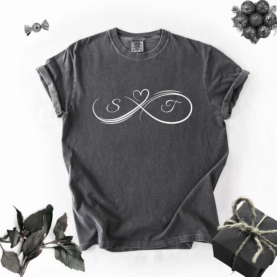 Custom Infinity Heart Initials Shirt, Valentine's Tee, Personalized ...