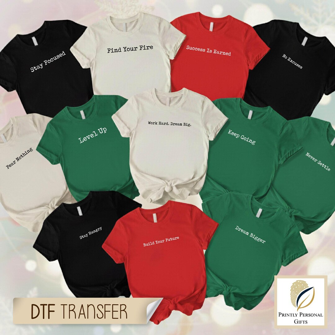 Motivational Quote DTF Transfer Set | Minimalist Text Designs ...
