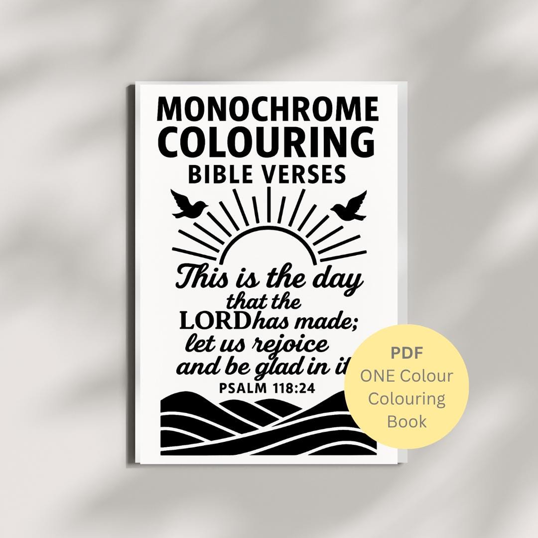 Monochrome Bible Verse Coloring Book – One-color Coloring Christian ...