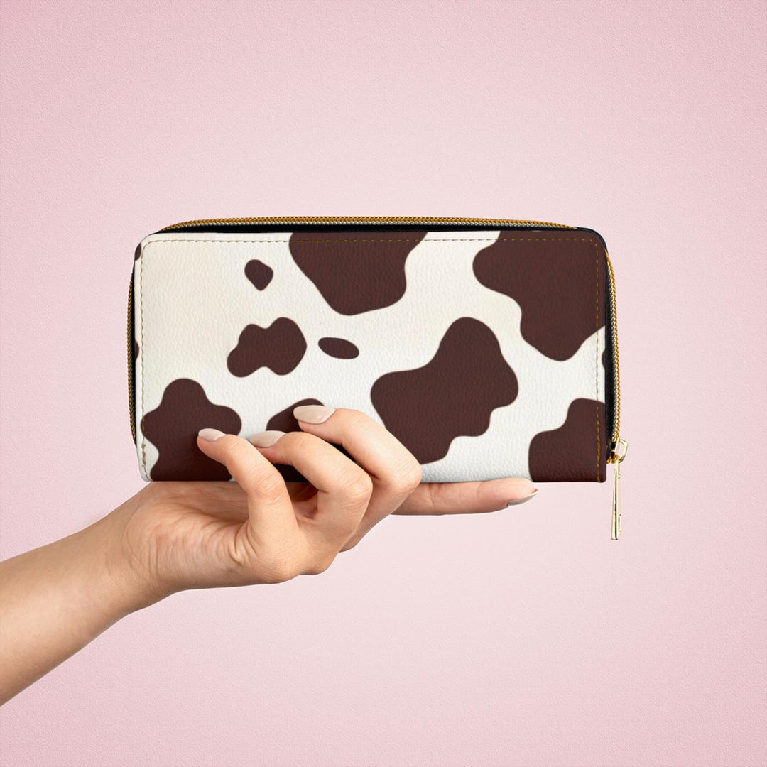 Cow Print Zipper Wallet | Animal Print, Faux Leather - Etsy