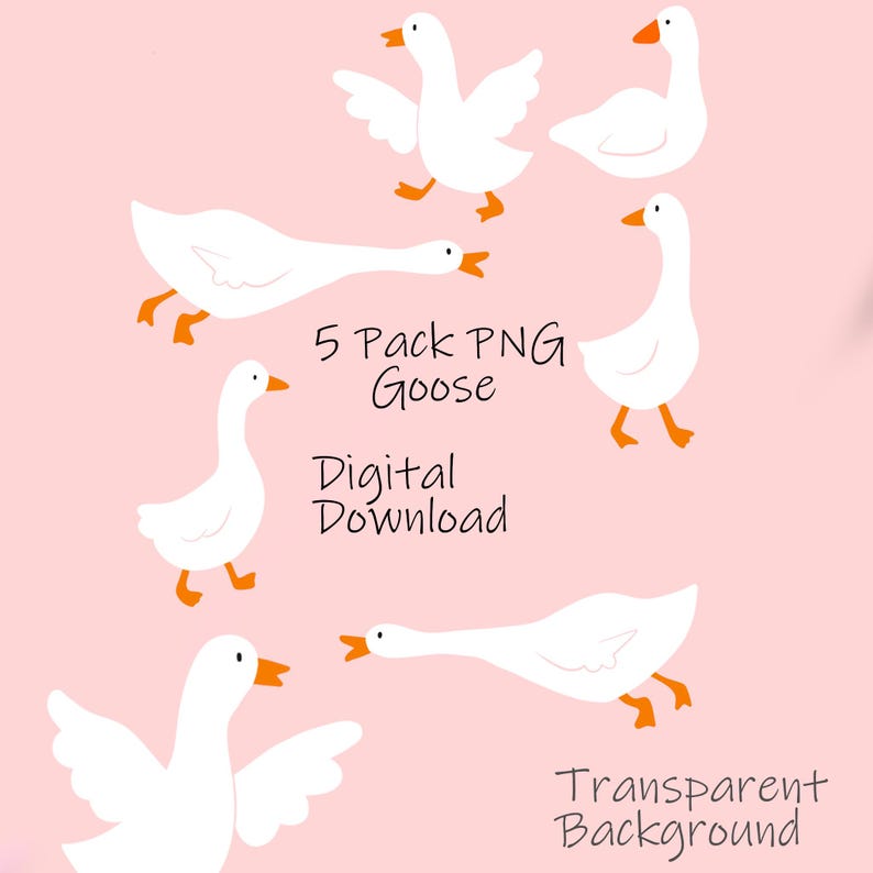 Goose Clipart Template 5 Pack PNG Digital Download Files - Etsy