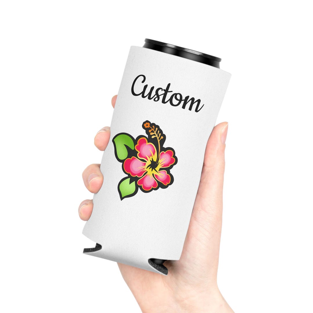 Pink Hibiscus Flower Koozie Can Cooler | Luau Floral Tropical Drink ...