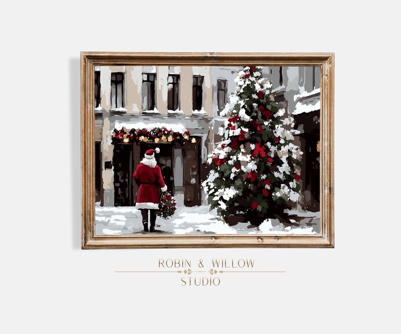 Red and White Christmas Prints, Christmas Gallery Wall Art, Vintage ...