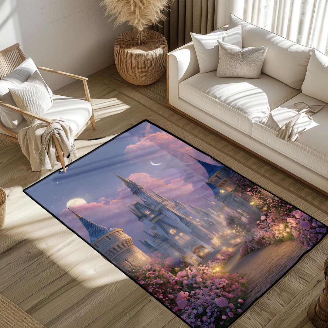 Fairytale Castle Rug for Princess Room Decor, Magical Kingdom Area Rug ...