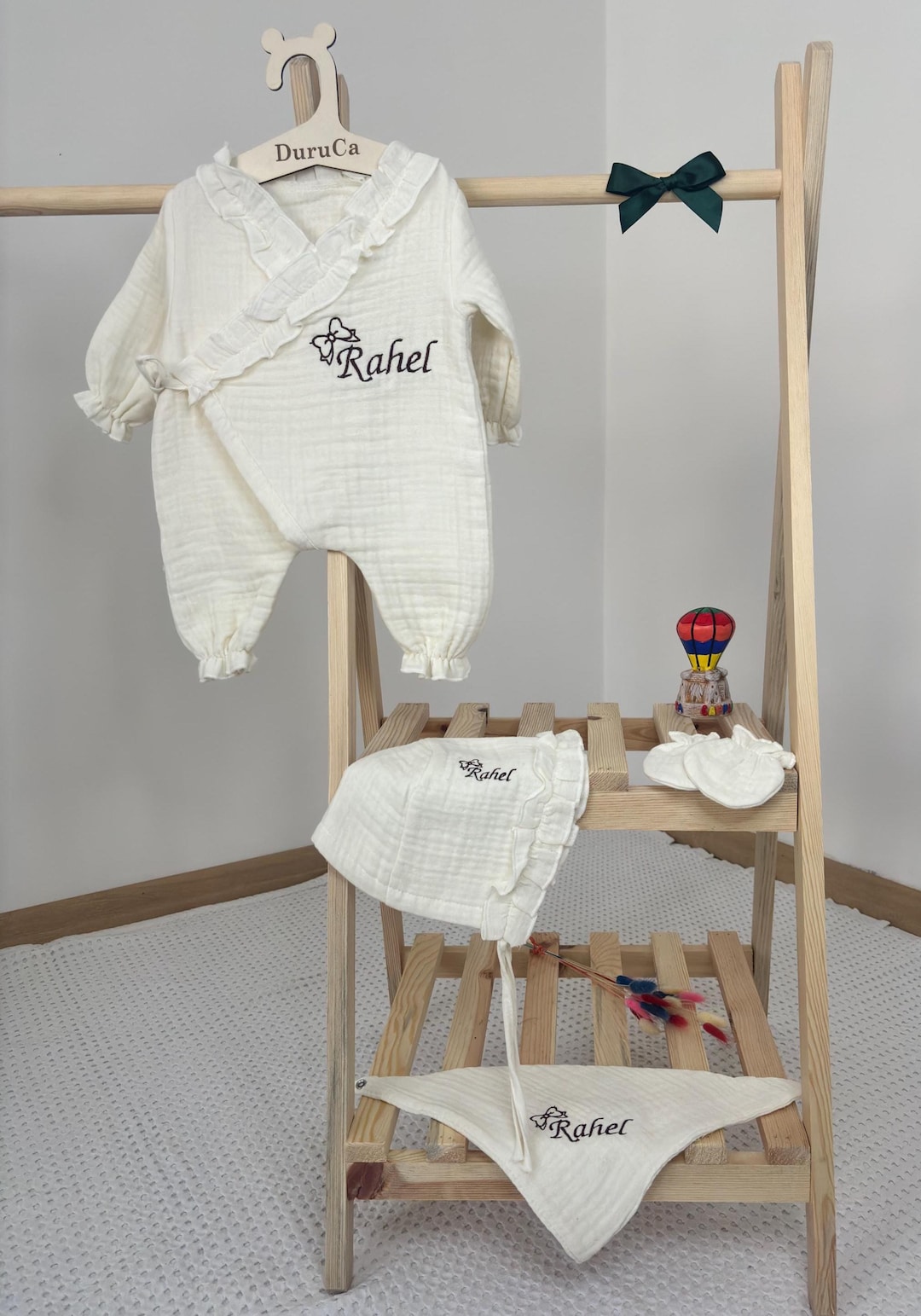 Personalized Muslin Baby Set With Name Embroidery – Ruffled Newborn ...