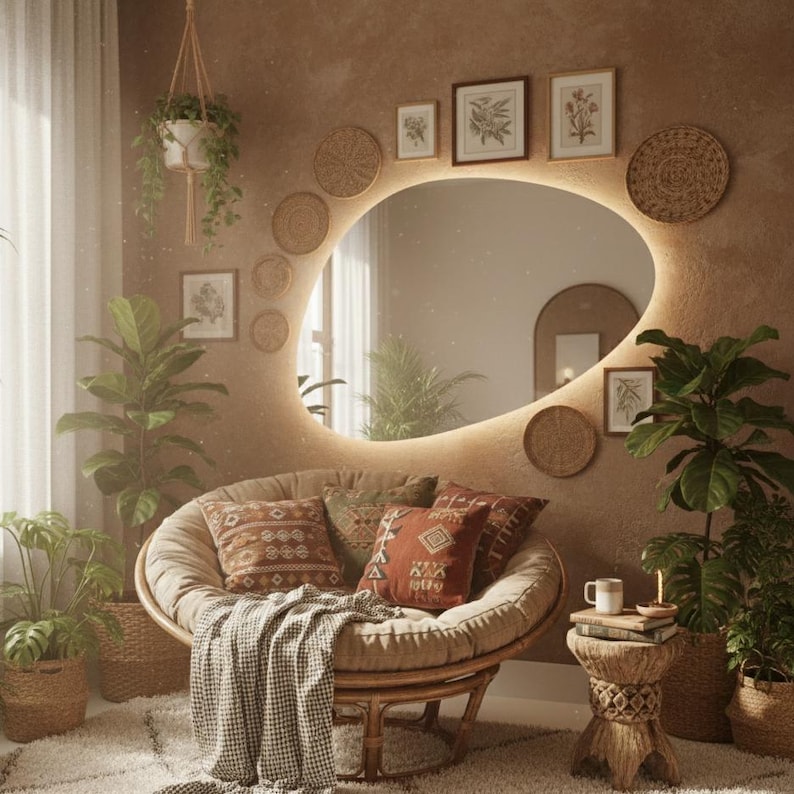 Asymmetrical Modern Lights Mirror - Wavy Led Bathroom Wall Mirror ...