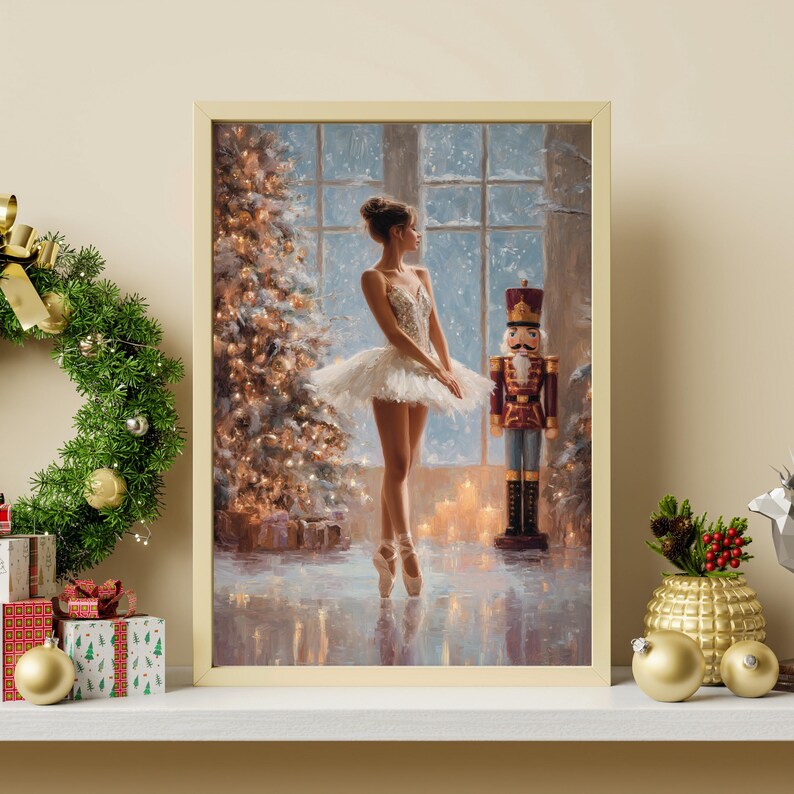 Nutcracker Ballet Poster | Ballerina Christmas Tree Art - Etsy UK