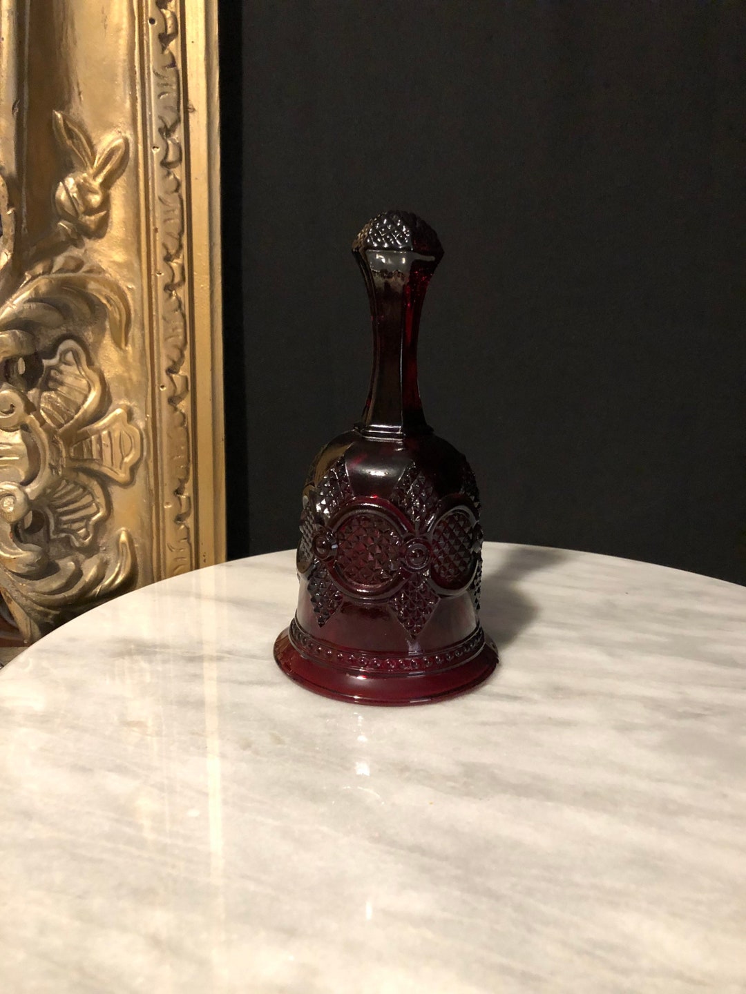 1979 Avon Ruby Red Glass Bell Cape Cod Christmas Collection Dinner Bell ...