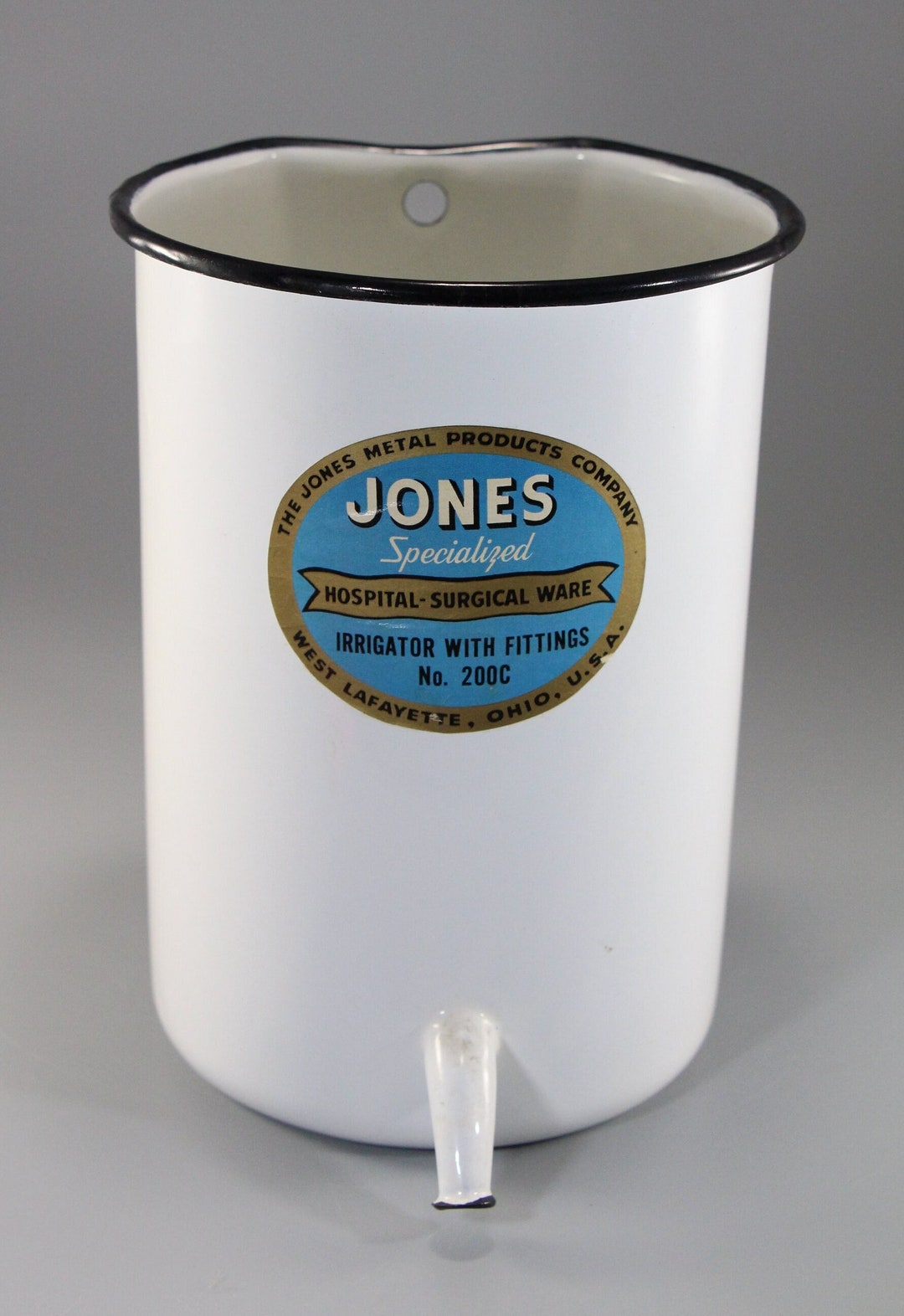Vintage Jones Medical Irrigator, White Enameled Pan With Blacktrim - Etsy