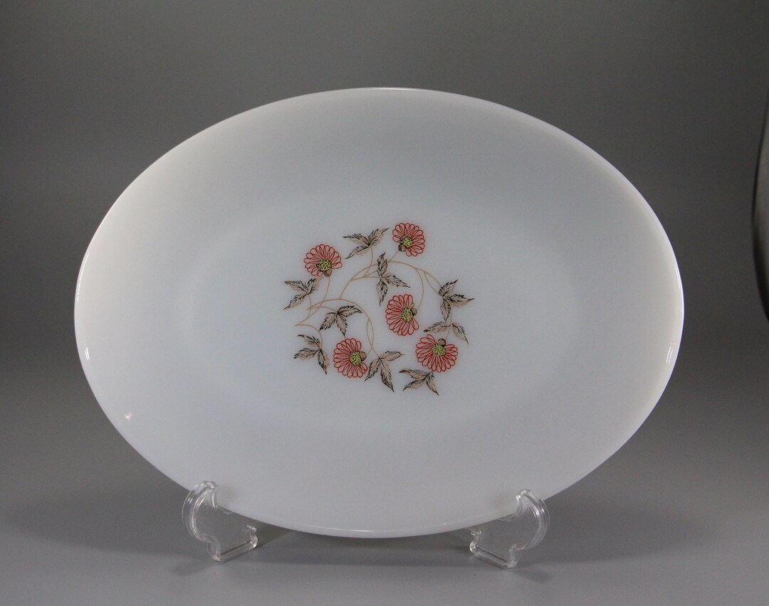 Vintage Fire-king fleurette Pattern Oval Platter - Etsy