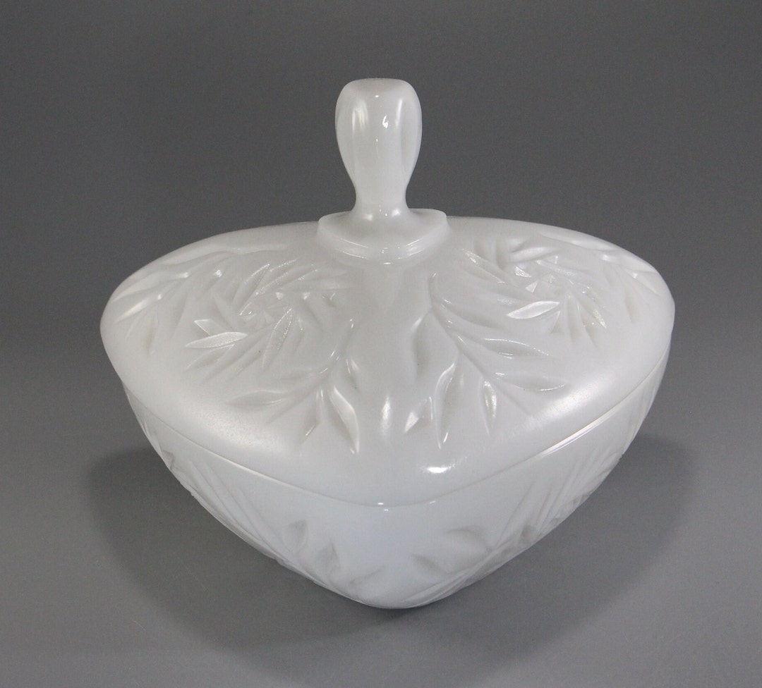 Vintage Hazel Atlas Milk Glass Triangle Covered Candy Box, Pinwheel ...