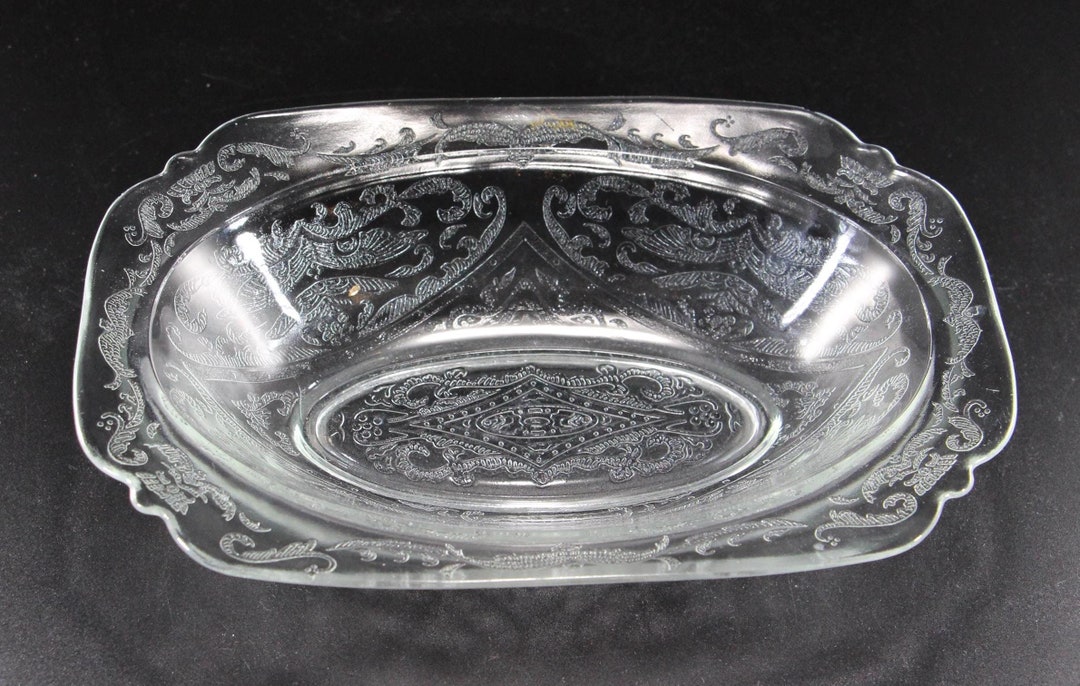 Vintage Federal Glass, Madrid Pattern, Clear Oval Serving Bowl - Etsy