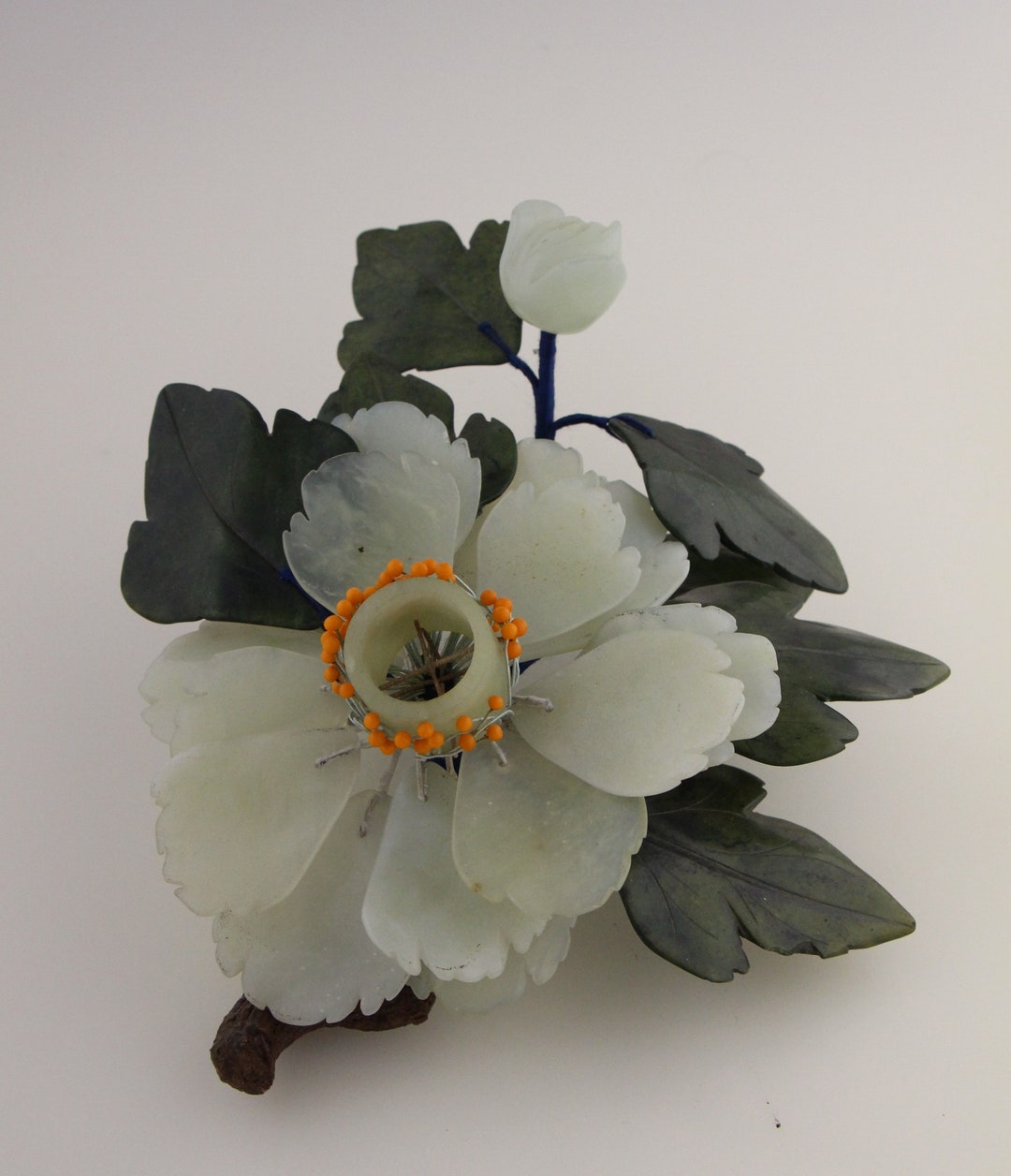 Vintage Chinese Hand Carved Jade Lotus Flower W/candle Cup - Etsy