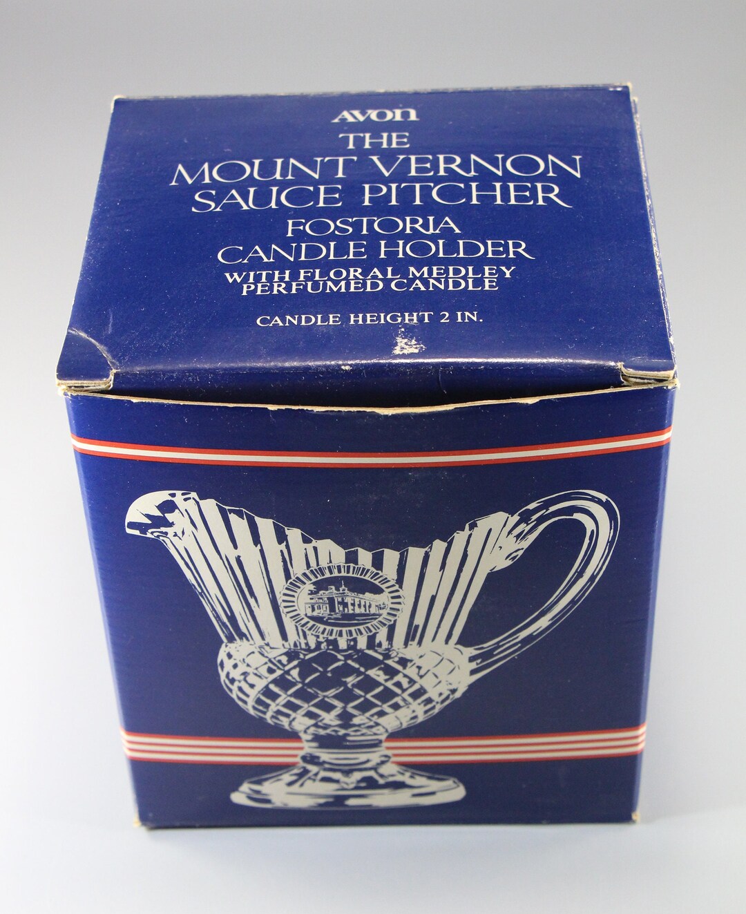 Vintage Avon Cobalt Blue Mt. Vernon Sauce Pitcher With Original Box and ...