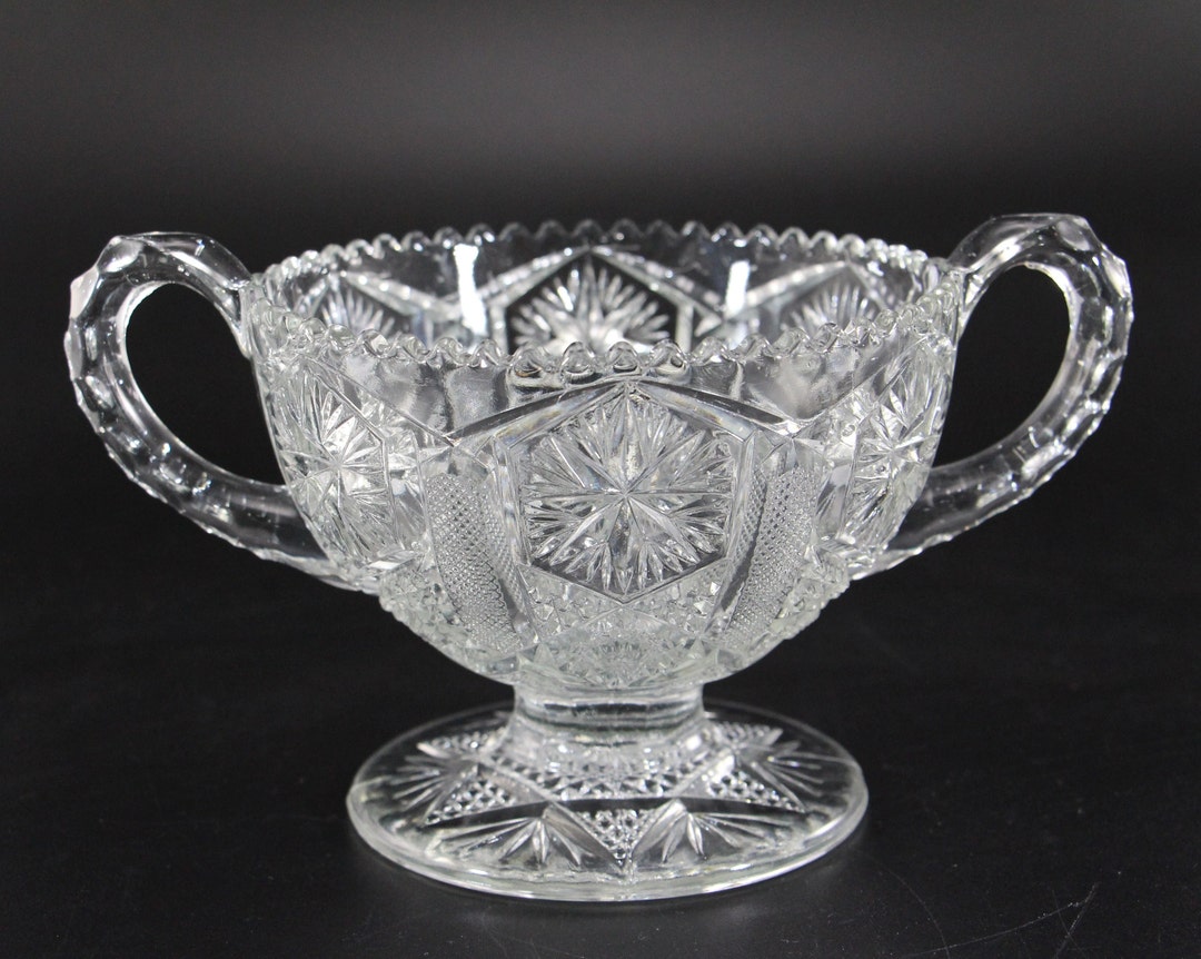 Vintage Imperial Glass, 2-handled Round Footed Dish, NUCUT Pattern 607 ...