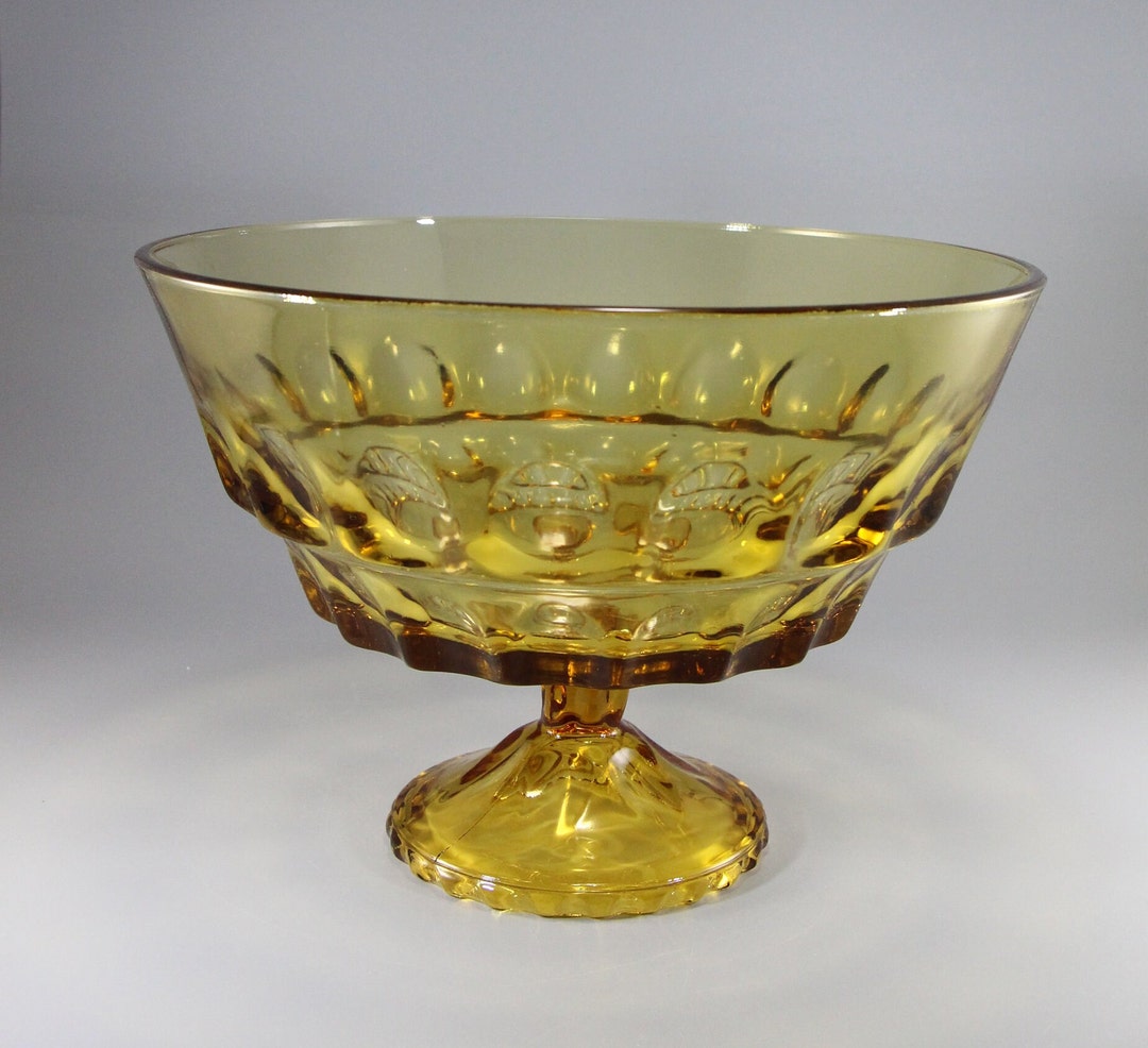 Vintage Hazel Atlas Reflection Pattern, Large Amber Footed Open Compote ...