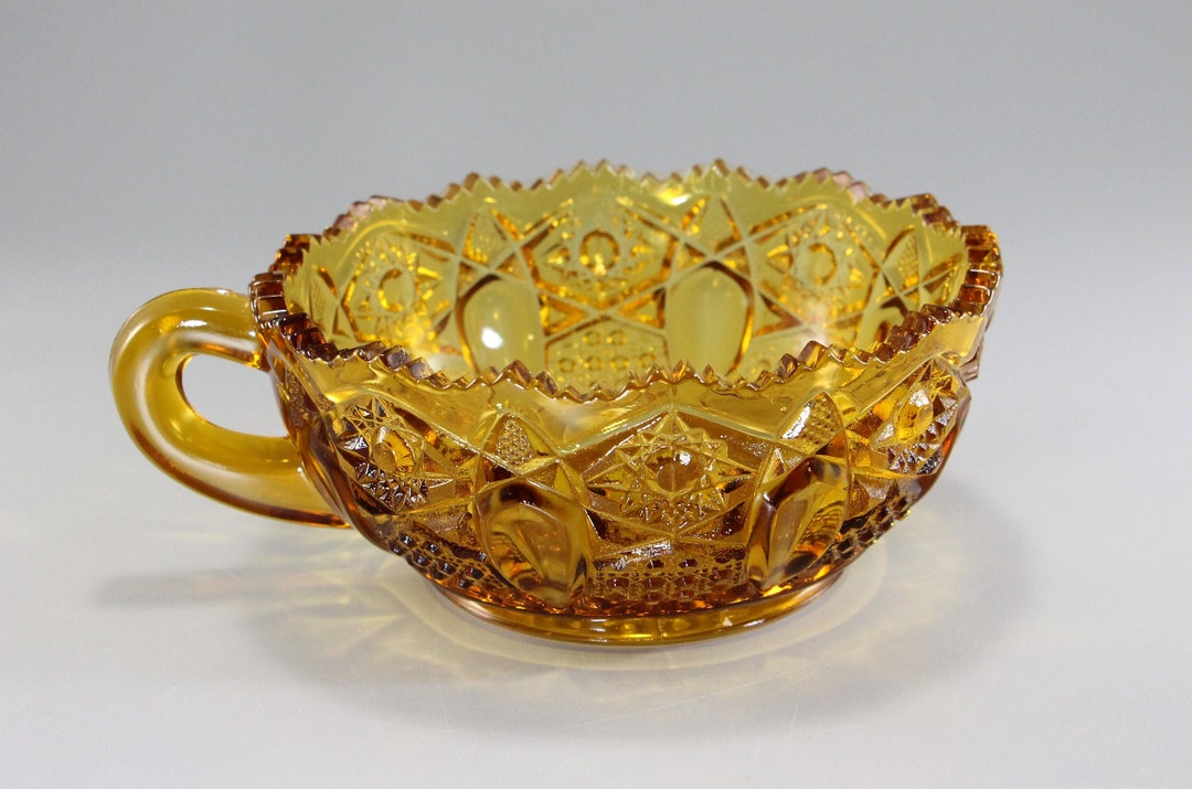 Vintage Amber Handled Nappy by L. E. Smith Glass Co., Heritage Line ...