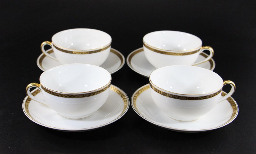 Antique Sets of 4, Noritake Japan, the Crete Pattern Tea Cups & Saucers ...