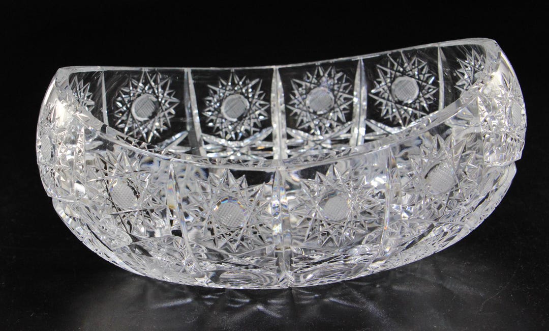 Vintage 8-inch Brilliant Lead Crystal Canoe Shaped Bowl, Likely ...