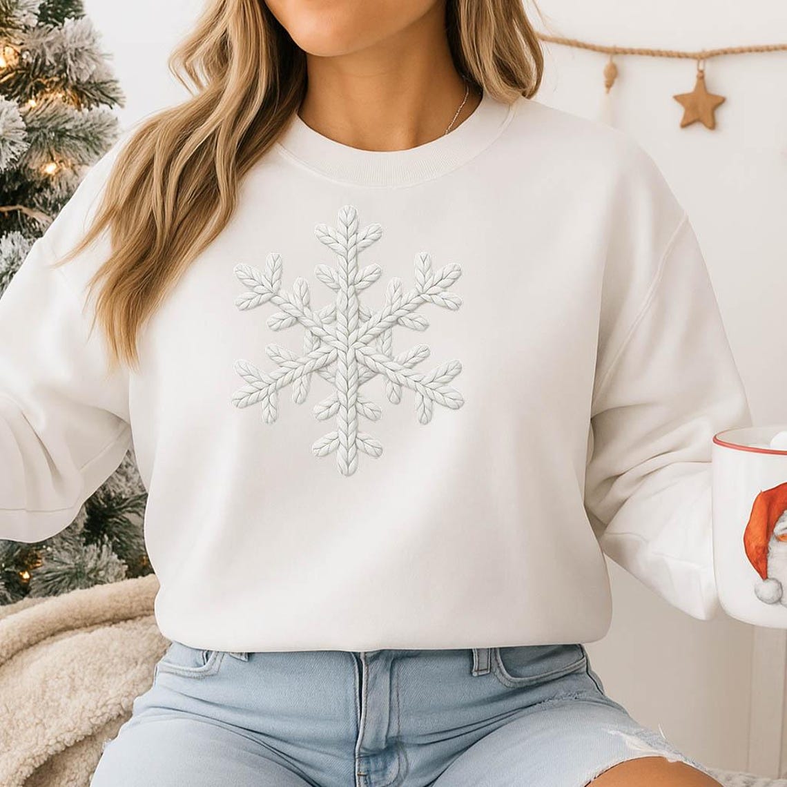 Faux Yarn Snowflake PNG, Chunky Knit Christmas Snowflake Png, Cozy ...