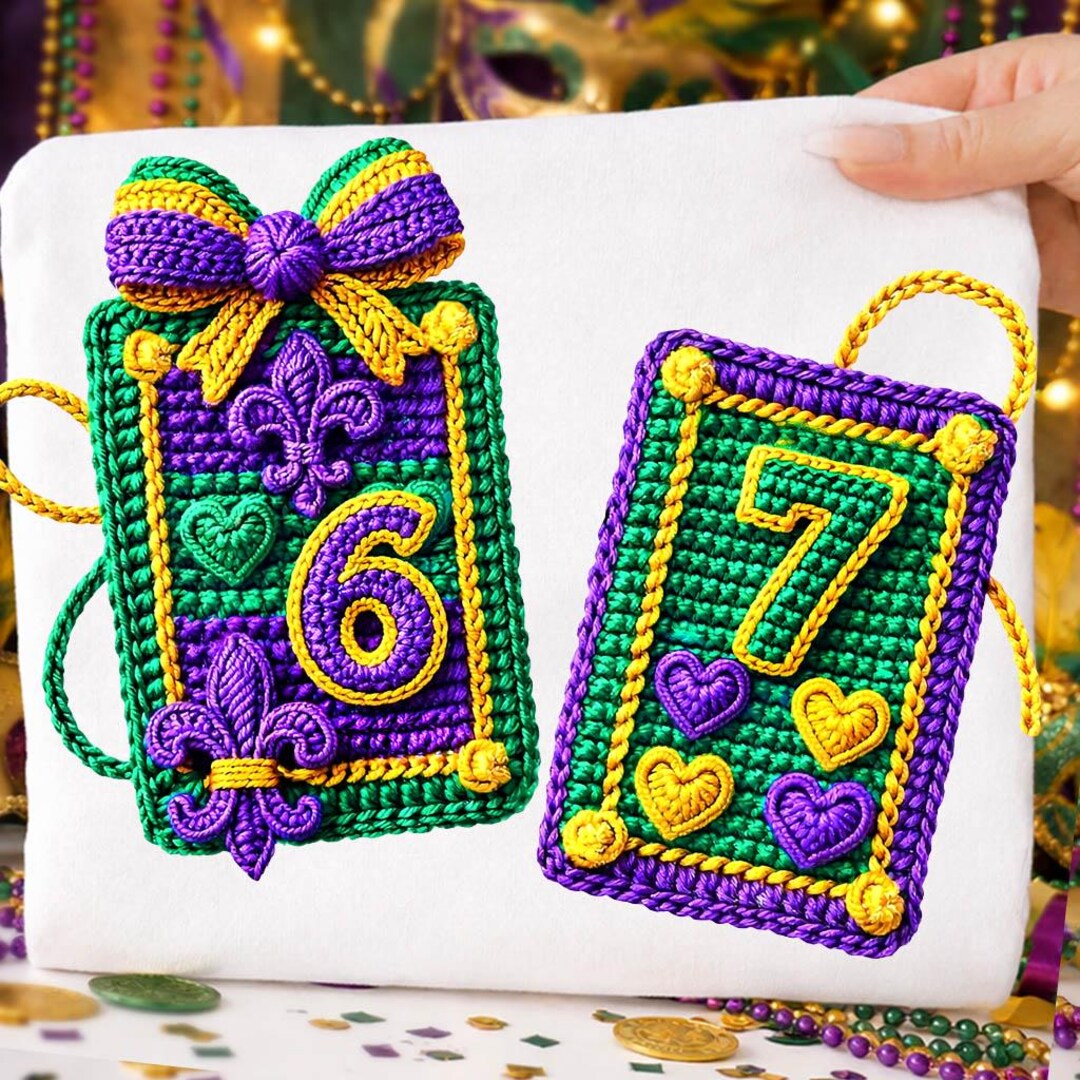 Mardi Gras Dice 6 and 7 PNG, Knitted Yarn Style (digital Download) - Etsy