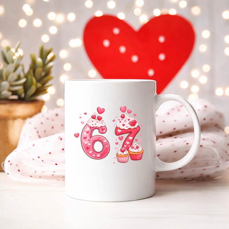 67 Valentine PNG, 67th Birthday PNG, Valentine Number Design, Cute ...