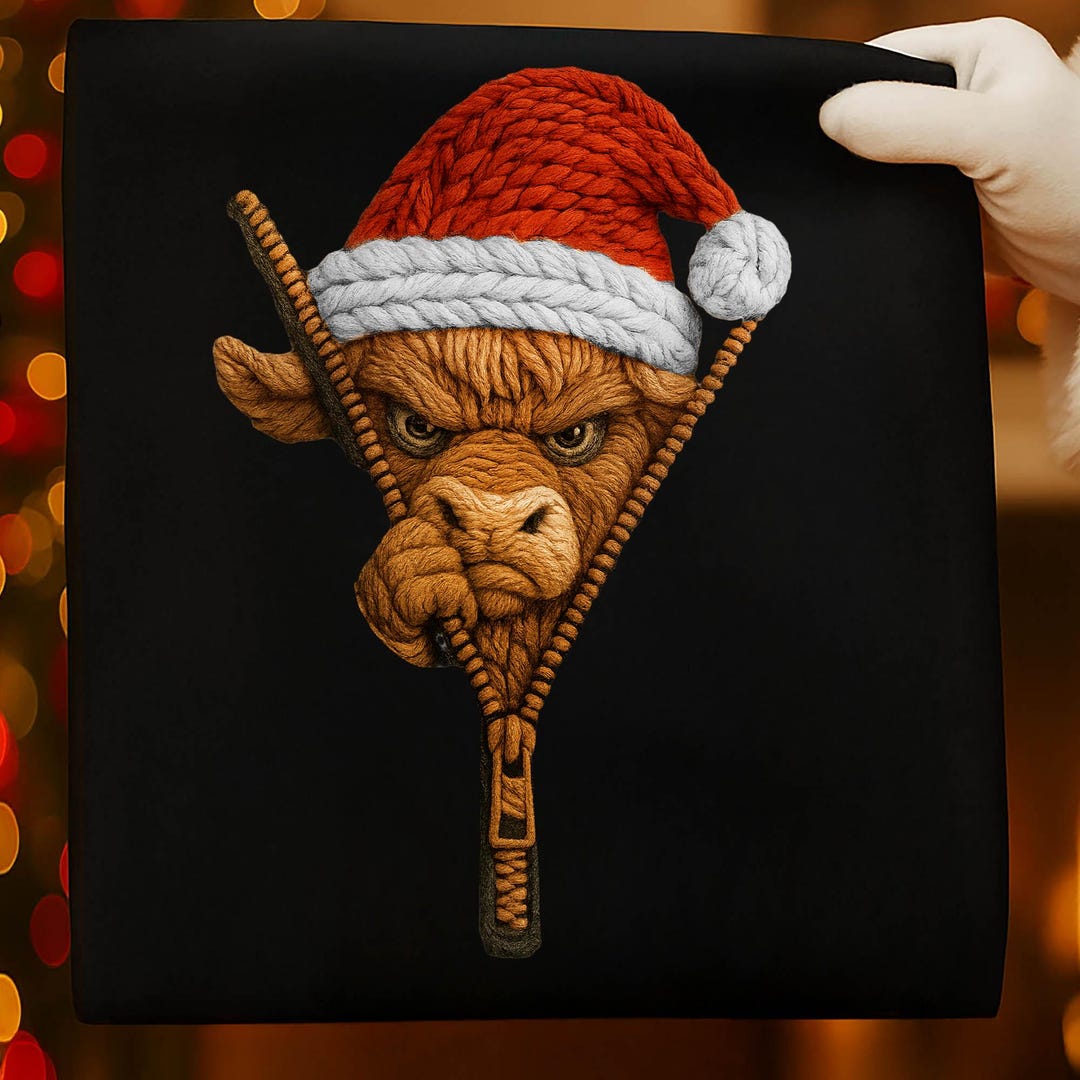 Faux Yarn Highland Cow Christmas PNG, Grinch Style (digital Download ...