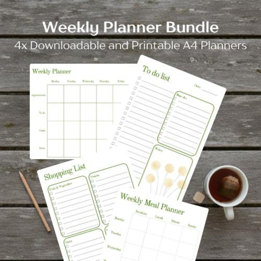 Weekly Planner Bundle - 4x Downloadable and Printable A4 Planners - Etsy