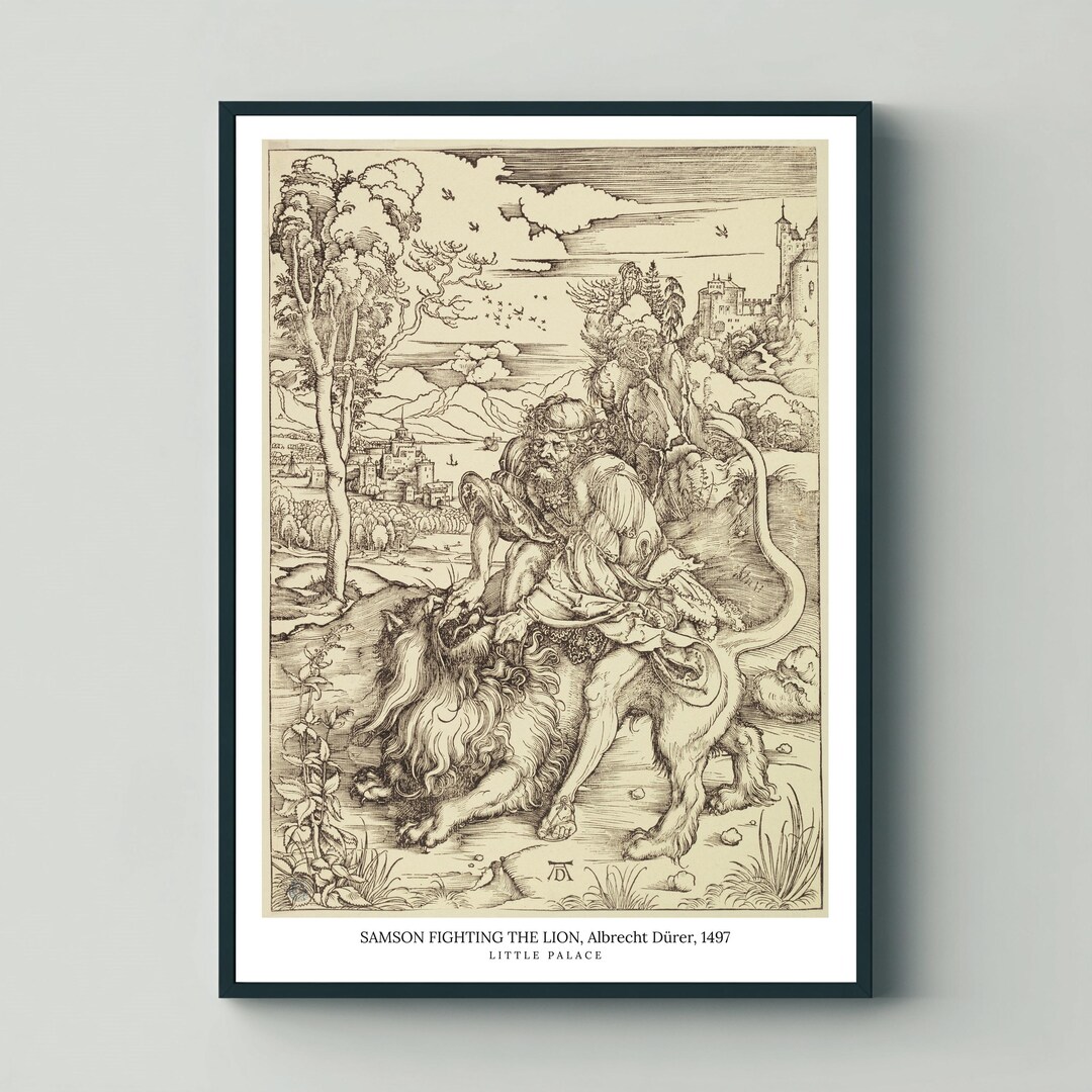 Samson Fighting the Lion, Albrecht Dürer, 1497 | Medieval Art | Vintage ...