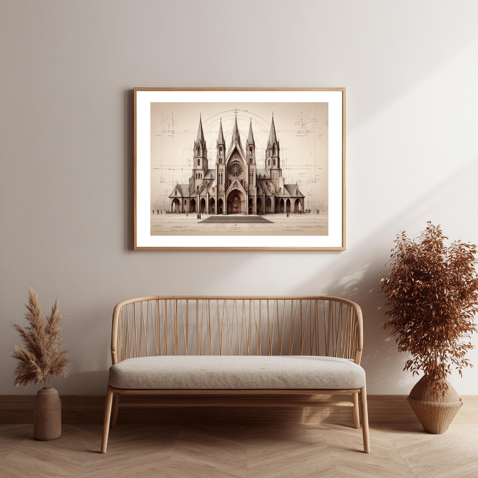 Medieval Technical Drawing: Cathedral #1 | Vintage Gothic Sketch | Da ...