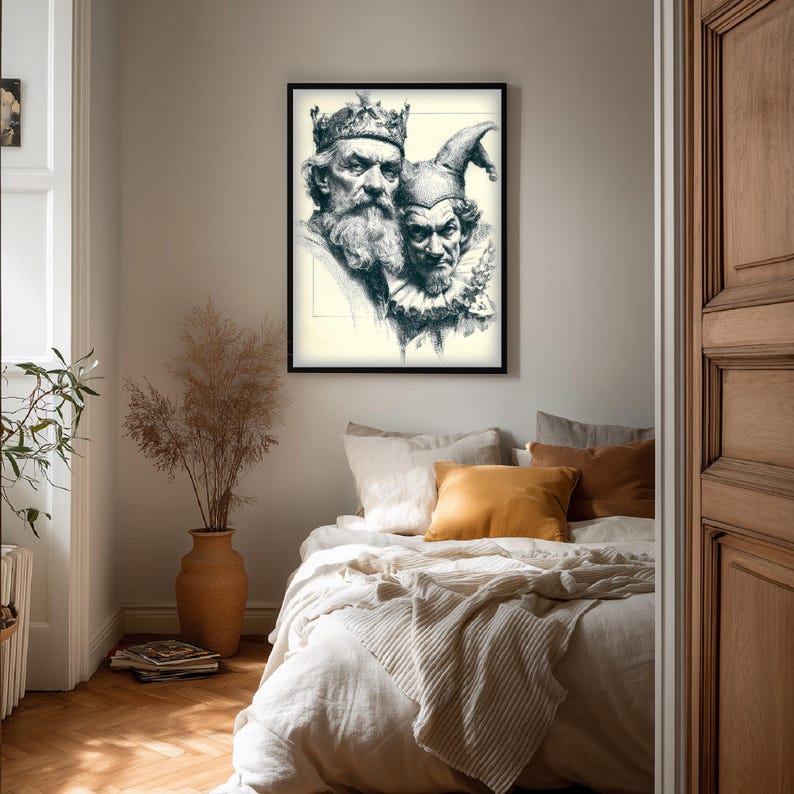 King and Jester Poster #2 | Medieval Wall Art | Vintage Engraving Print ...