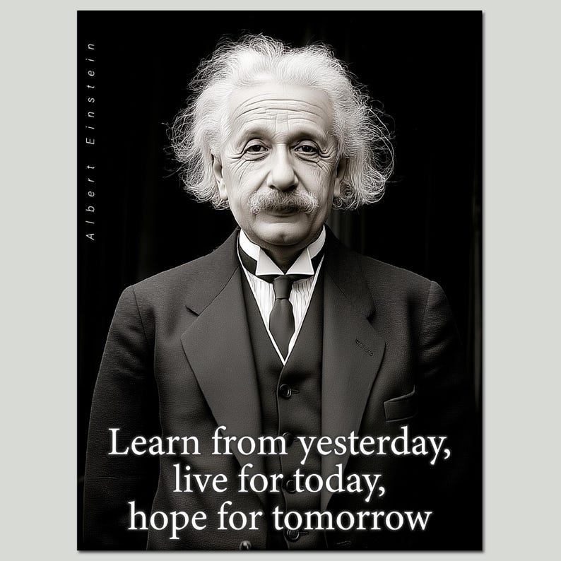 Motivational Poster: Albert Einstein | "learn, Live, Hope" Quote ...