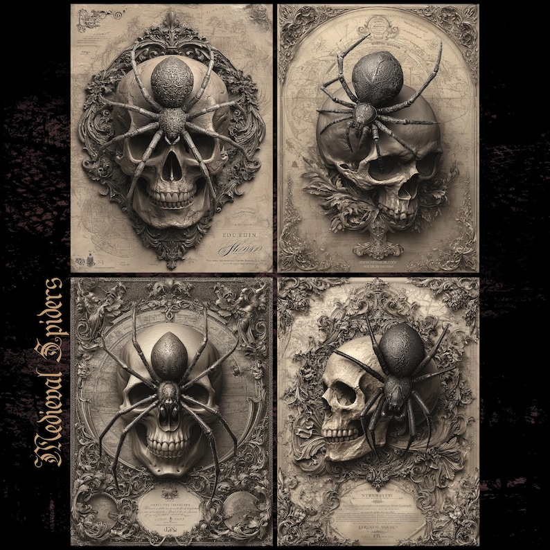 Medieval Spiders Digital Art Pack | Gothic Digital Art Pack | DIY Craft ...